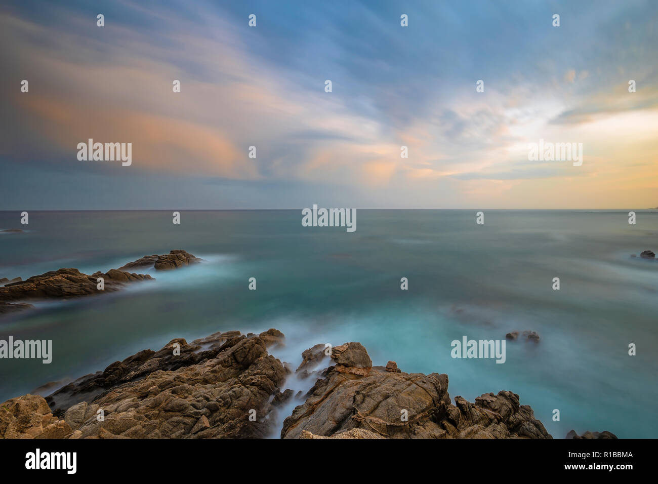Nice long exposure picture from a Spanish coastal, Costa Brava, near ...