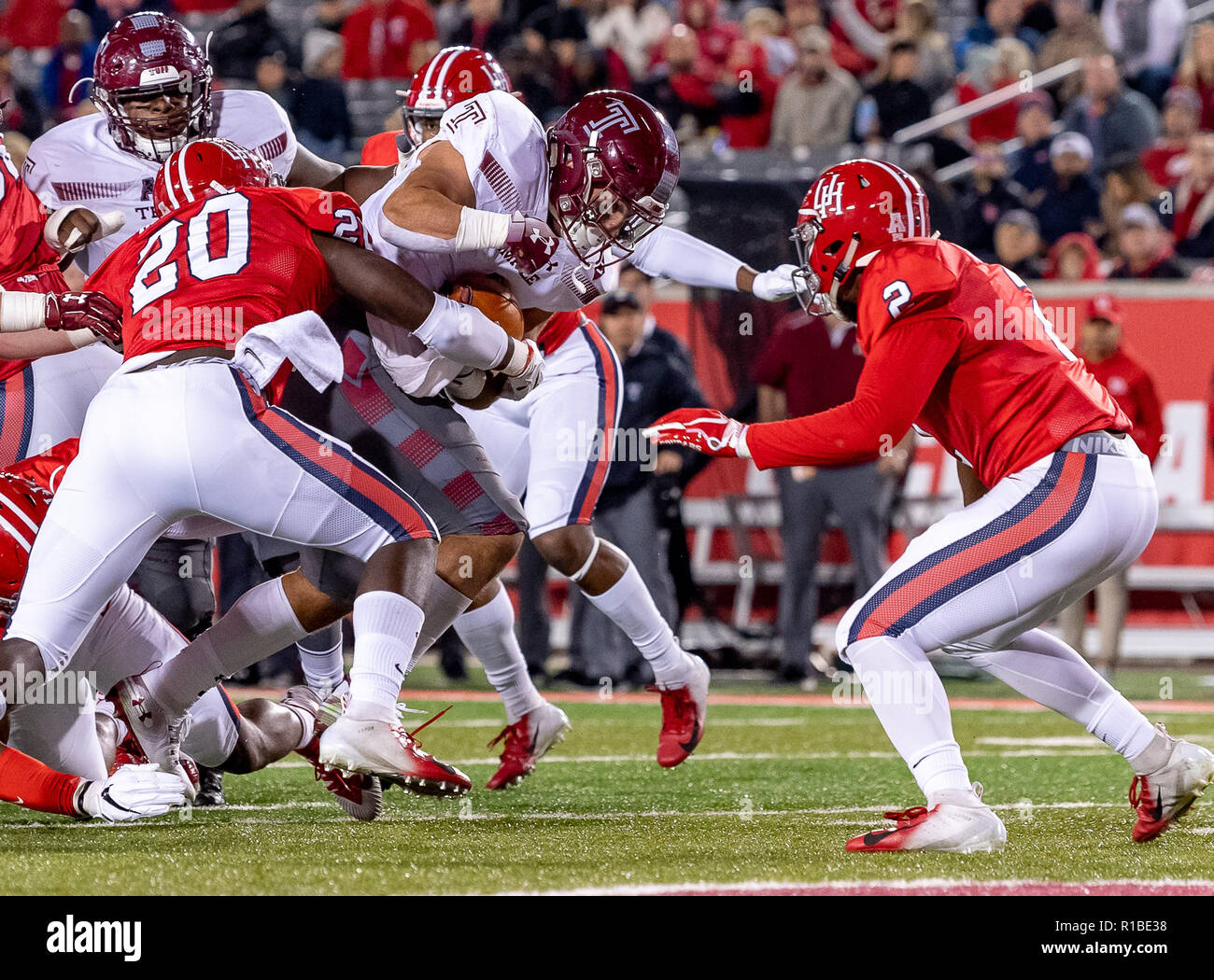 Temple Owls running back Ryquell Armstead (7) is stopped before the ...