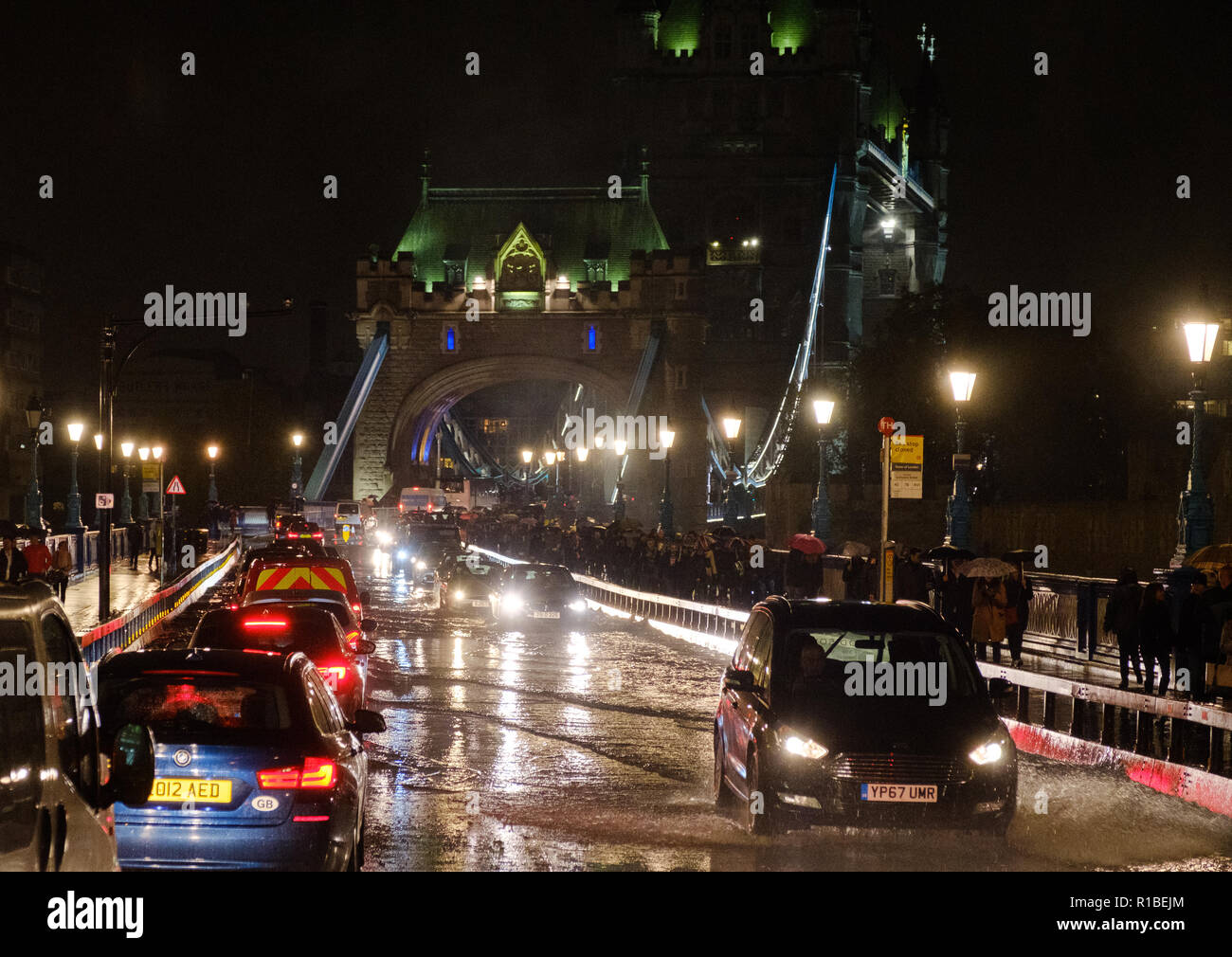 London, UK. 10th Nov, 2018. Heavy rainfall caused minor flooding in the ...