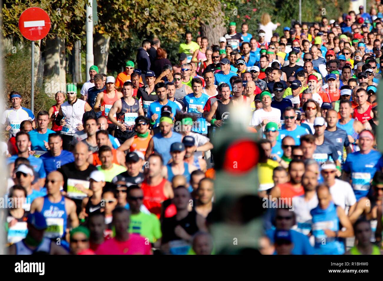 Athens, Greece. 11th Nov, 2018. Marathon athletes running, during the ...