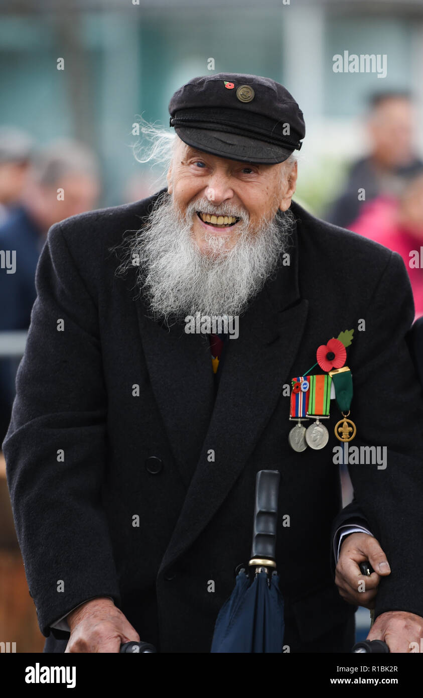 Brighton UK 11th November 2018 - 95 year old George Montague at the Act ...