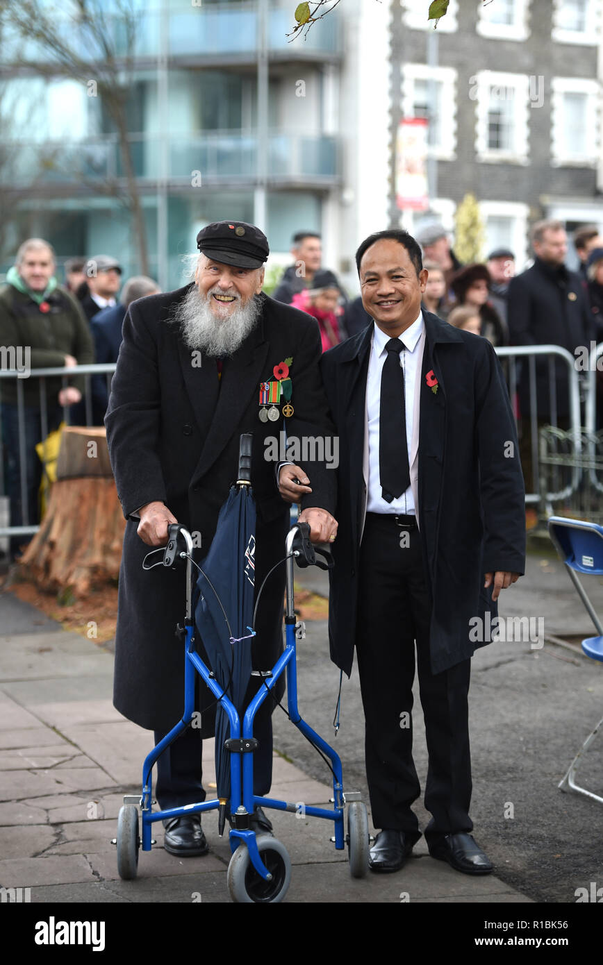 Brighton UK 11th November 2018 - 95 year old George Montague at the Act ...