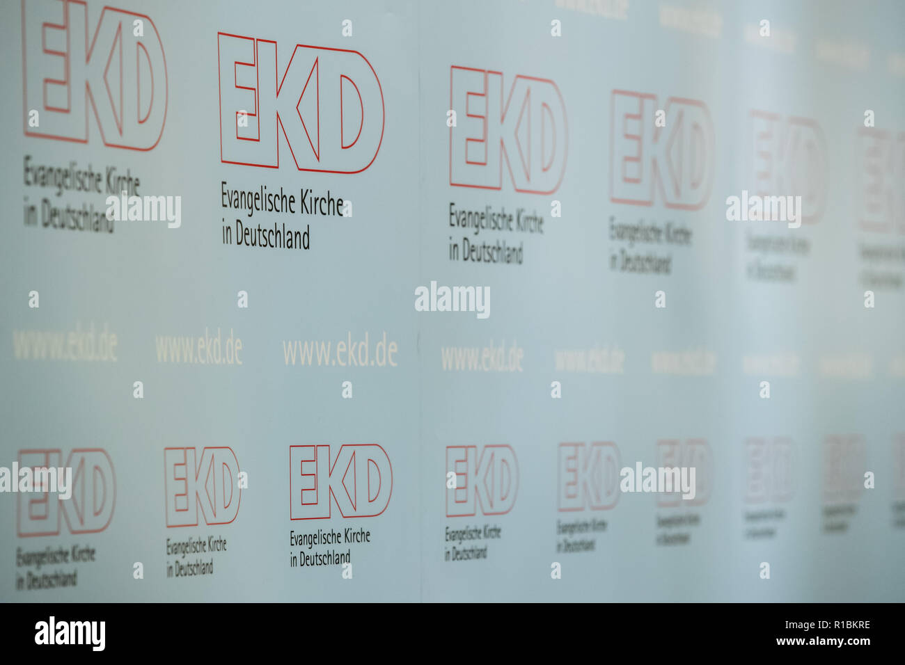 11 November 2018, Bavaria, Würzburg: The logo of the Evangelical Church ...