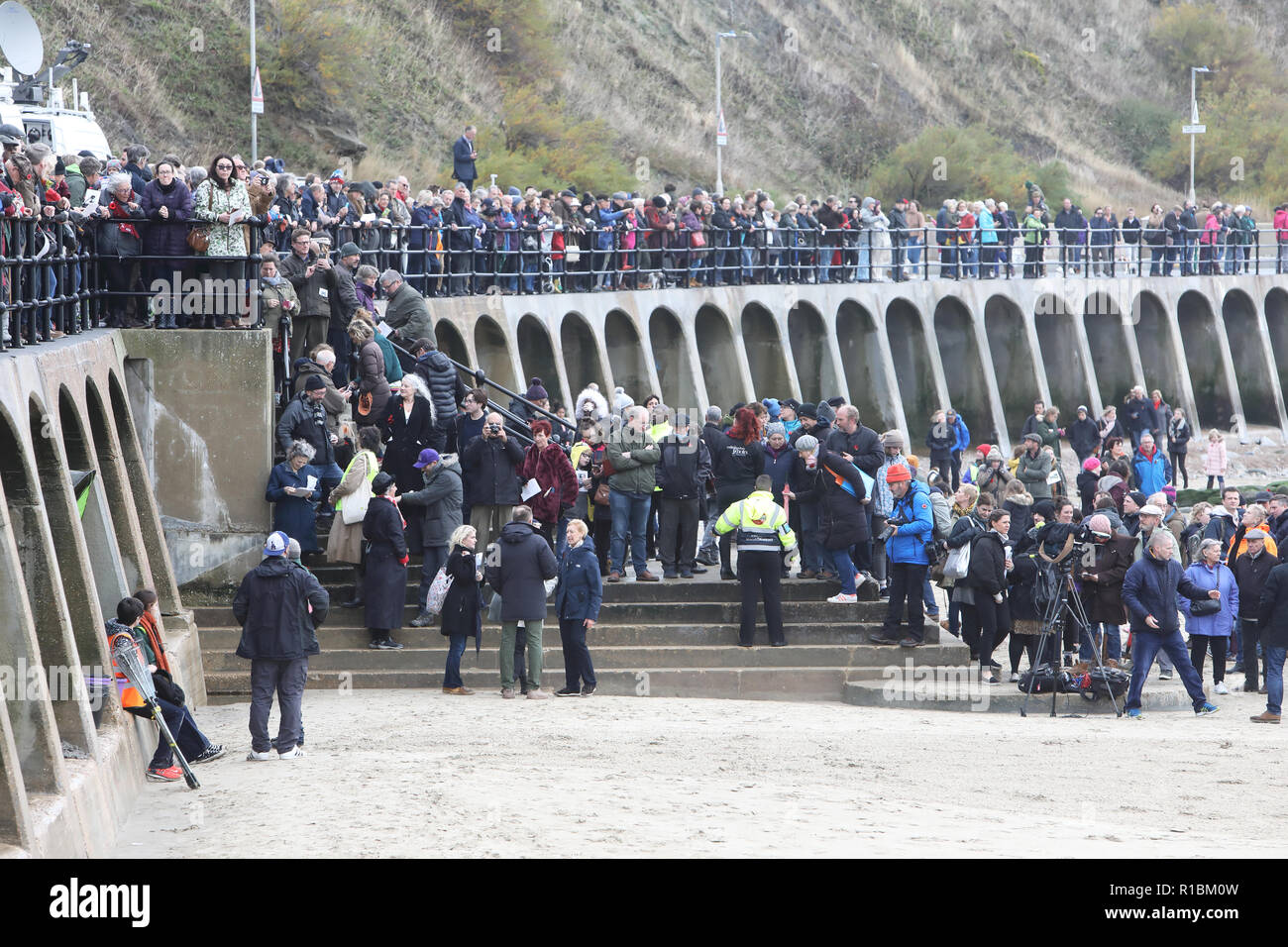 Folkestone, Kent, UK. 11th Nov, 2018. War poet Wilfred Own's face ...