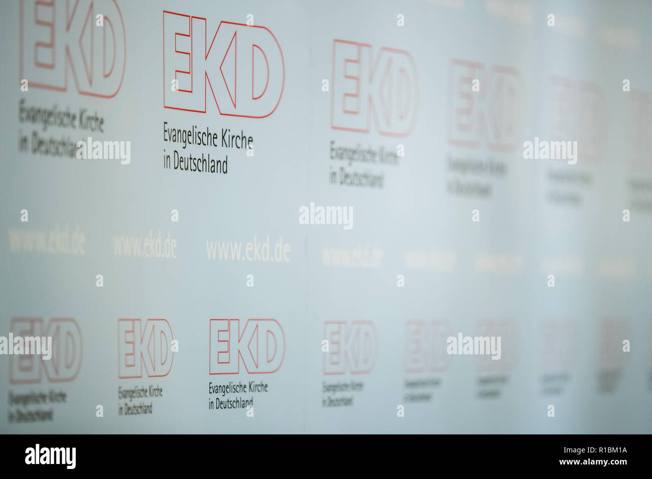 11 November 2018, Bavaria, Würzburg: The logo of the Evangelical Church ...