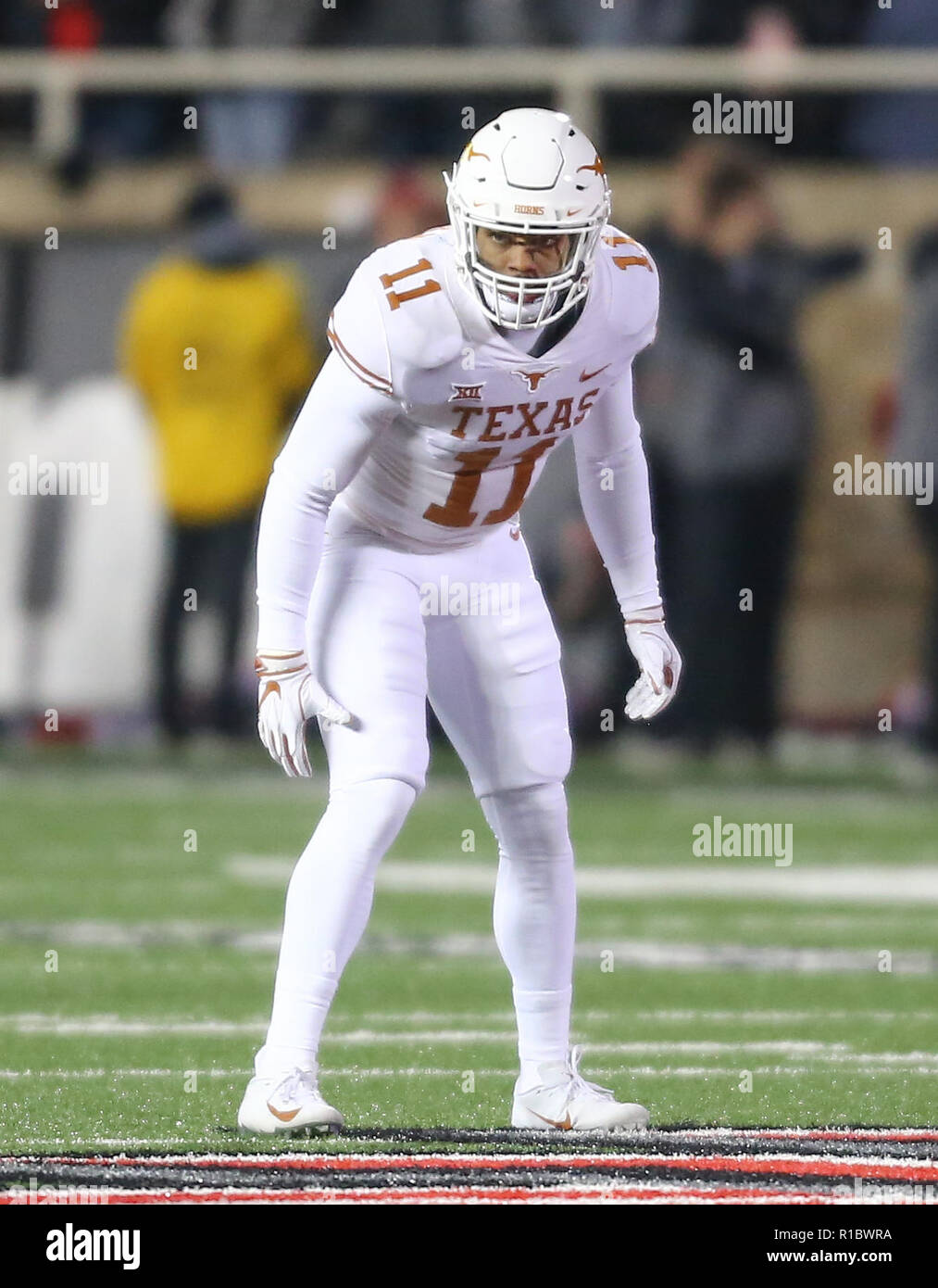 Lubbock, Texas, USA. 10th Nov, 2018. Texas defensive back P.J. Locke ...