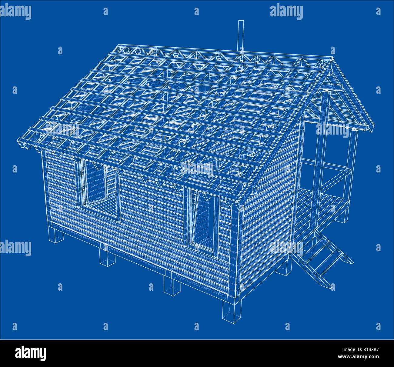 Sketch of small house. Vector rendering of 3d Stock Vector Image & Art ...