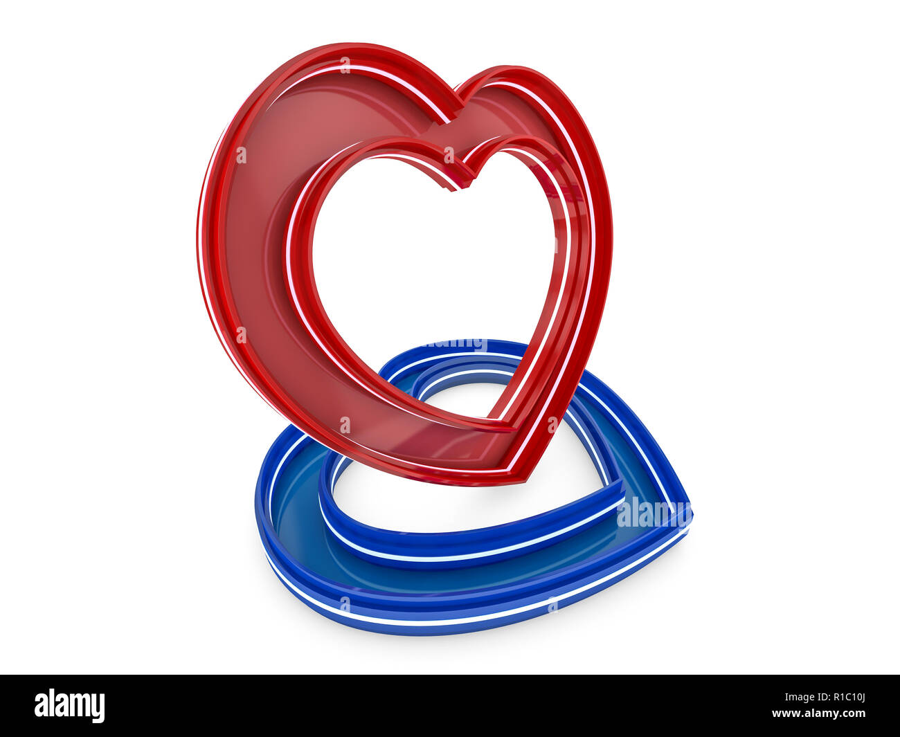 Heart shaped glossy plastic isolated on white. 3D rendering Stock Photo ...