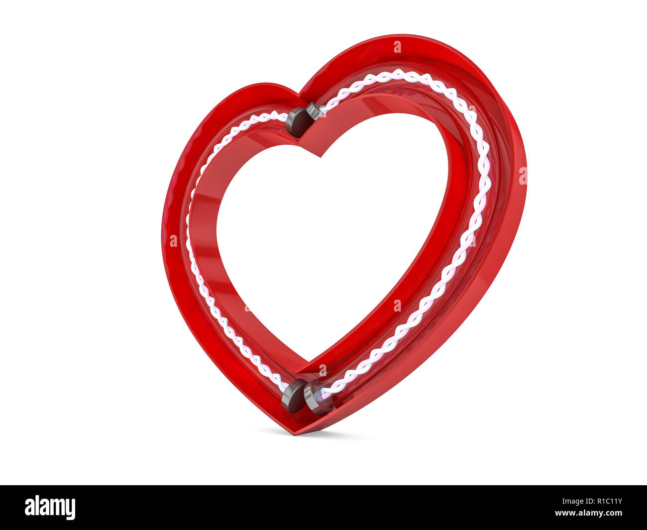 Heart shaped glossy plastic isolated on white. 3D rendering Stock Photo ...