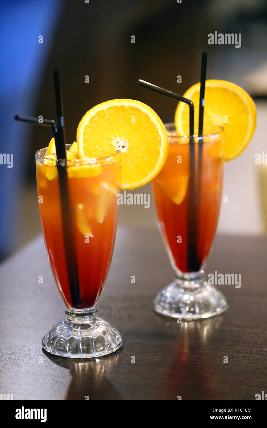 Macro photo of bright tasty cocktails in a restaurant Stock Photo - Alamy