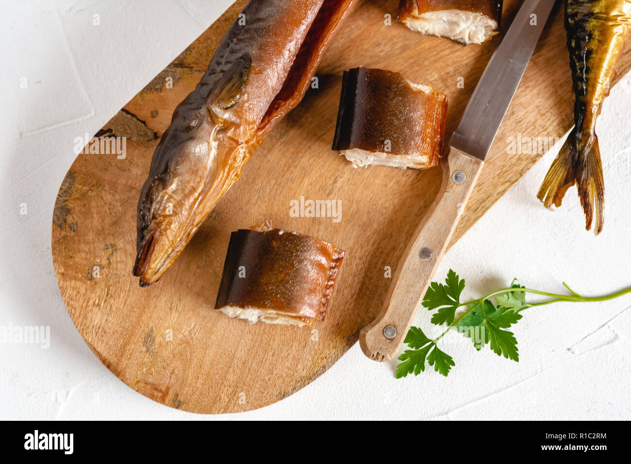 Smoked eel ready to eat. Delicious freshly made seafood Stock Photo - Alamy