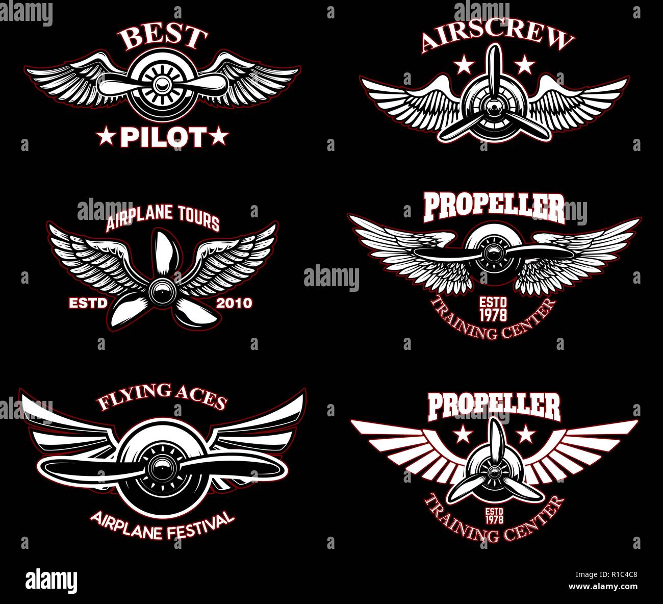 Old school airplane Stock Vector Images - Alamy