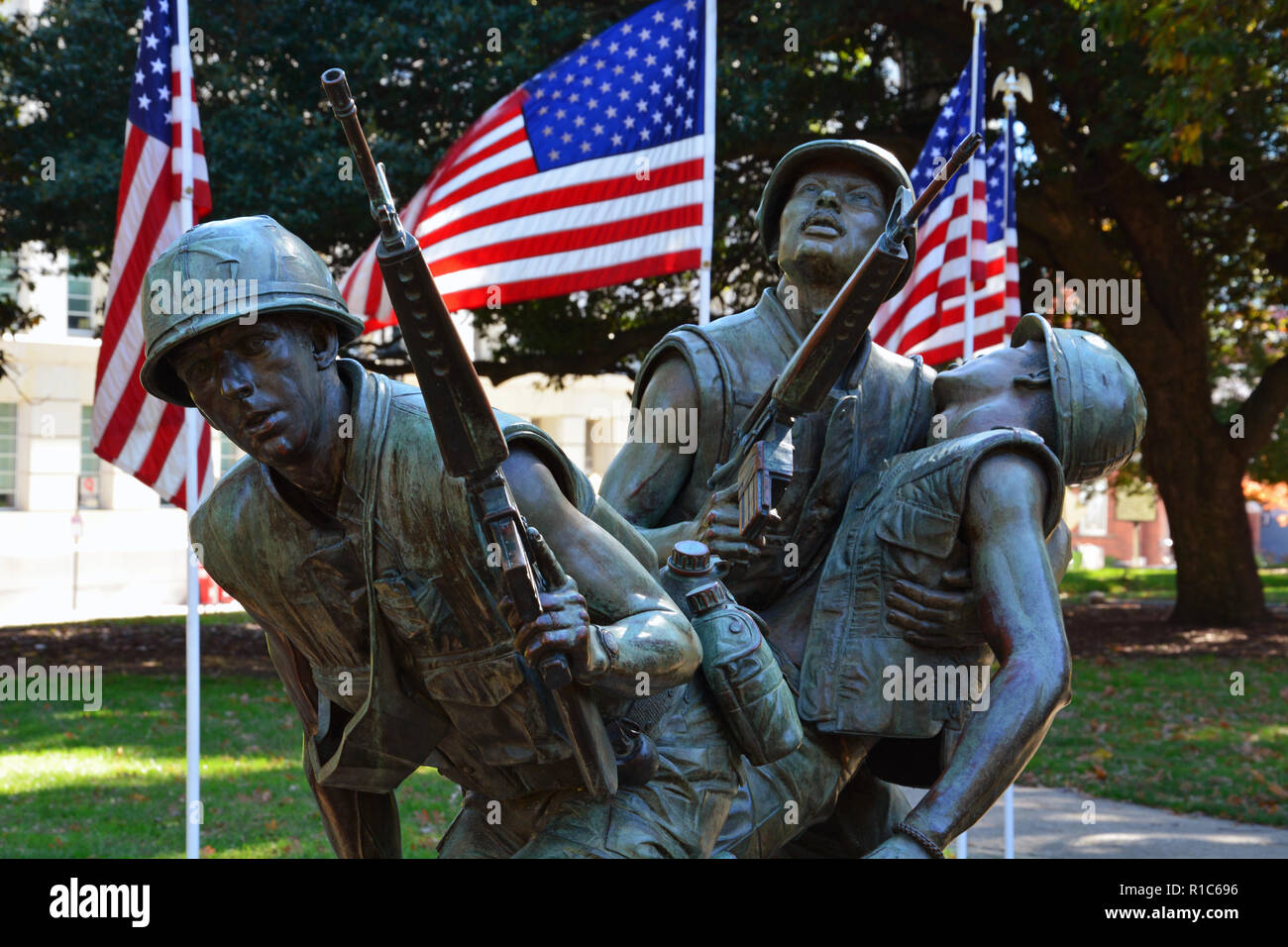 The Vietnam War memorial sculpture located on the grounds of the ...