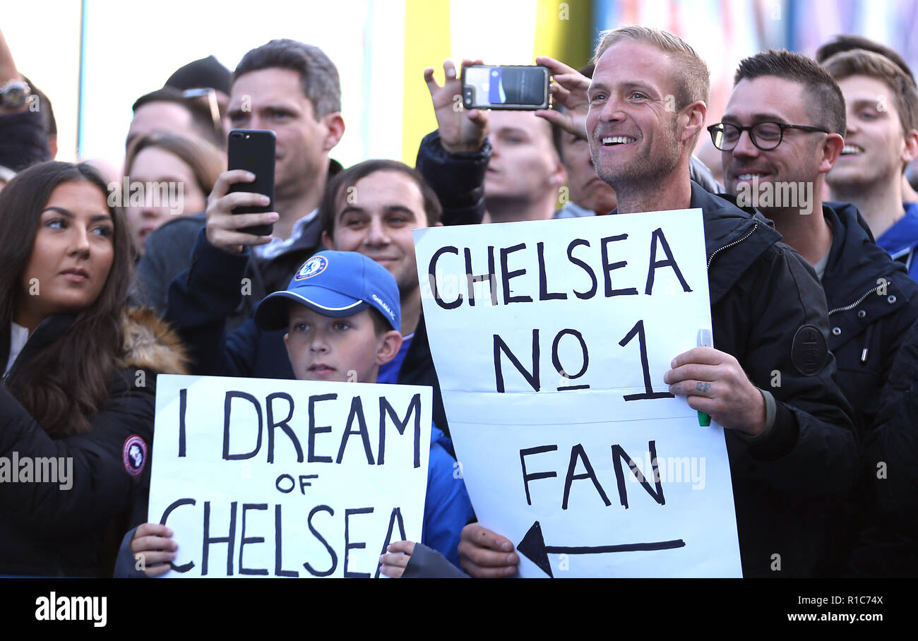 Chelsea fans outside the ground before the Premier League match at ...