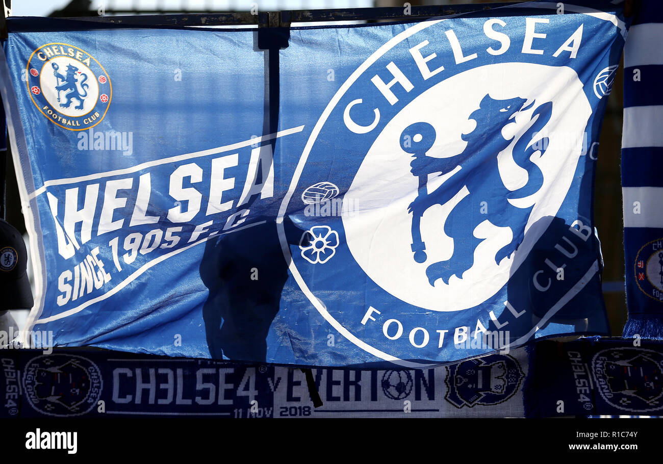 Chelsea flag outside the ground before the Premier League match at ...