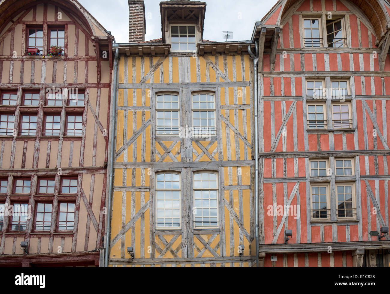 Ancient half-timbered buildings in Troyes. Aube, Champagne-Ardenne ...