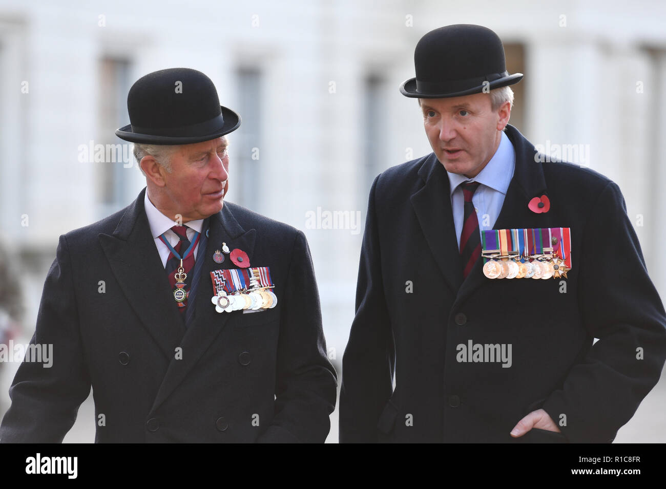 The Prince of Wales, Colonel, Welsh Guards, and Major General Bathurst ...