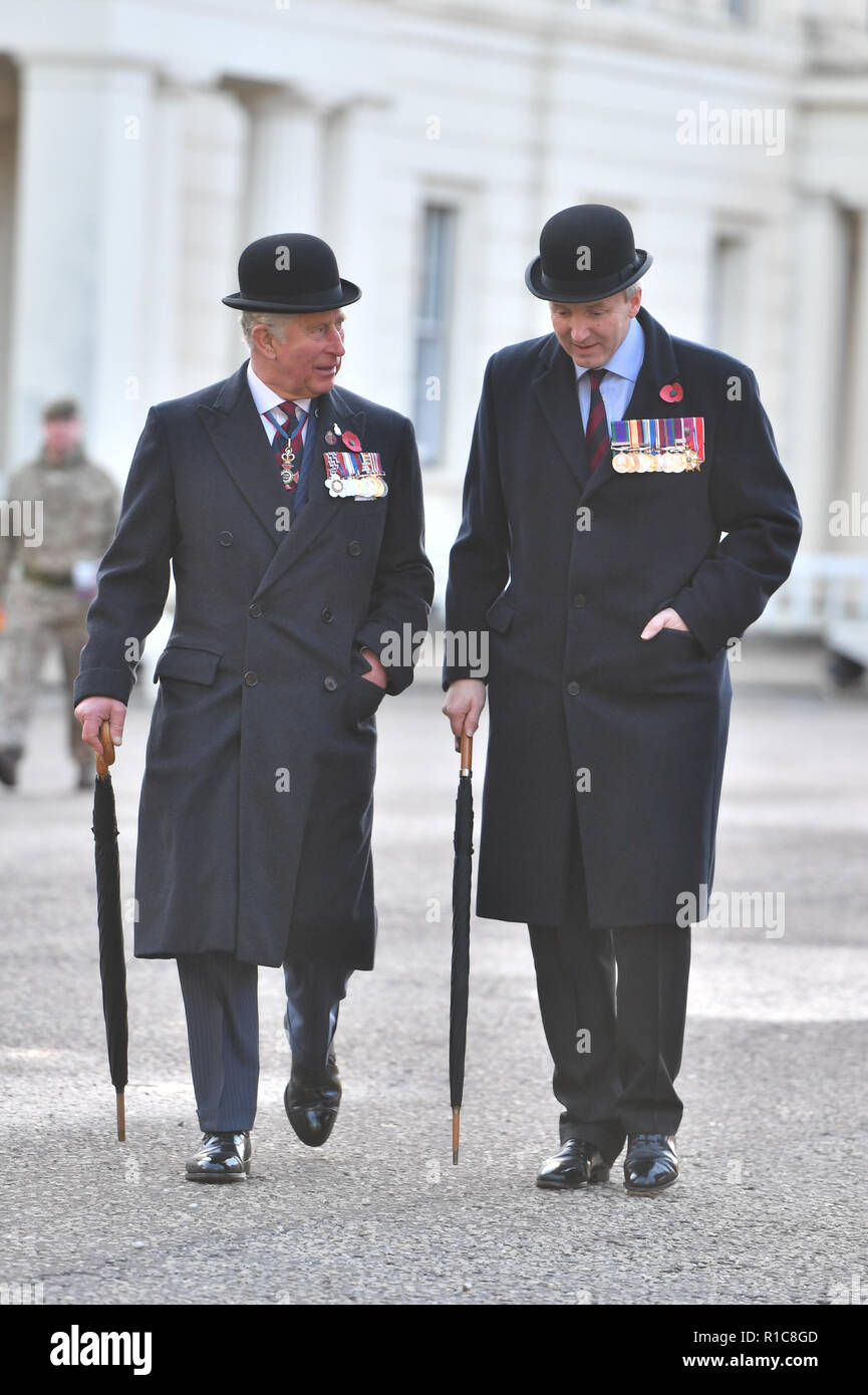 The Prince of Wales, Colonel, Welsh Guards, and Major General Bathurst ...