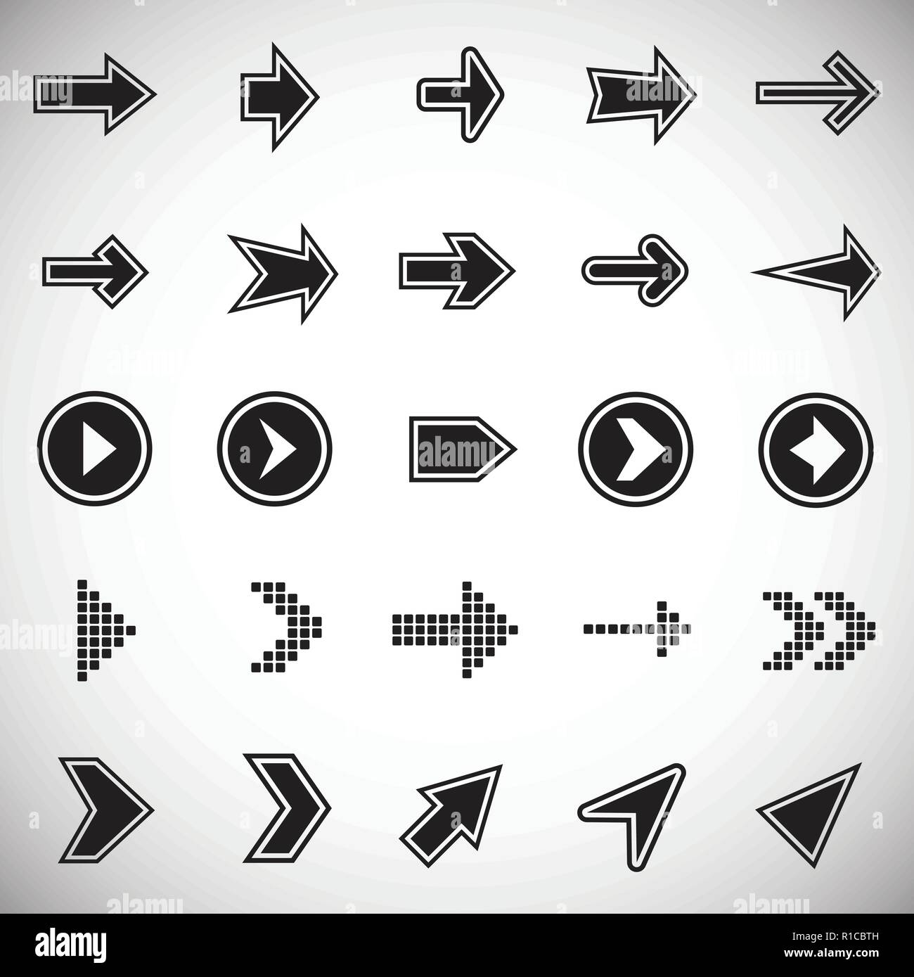 Arrows icons set with outline on white background Stock Vector Image ...