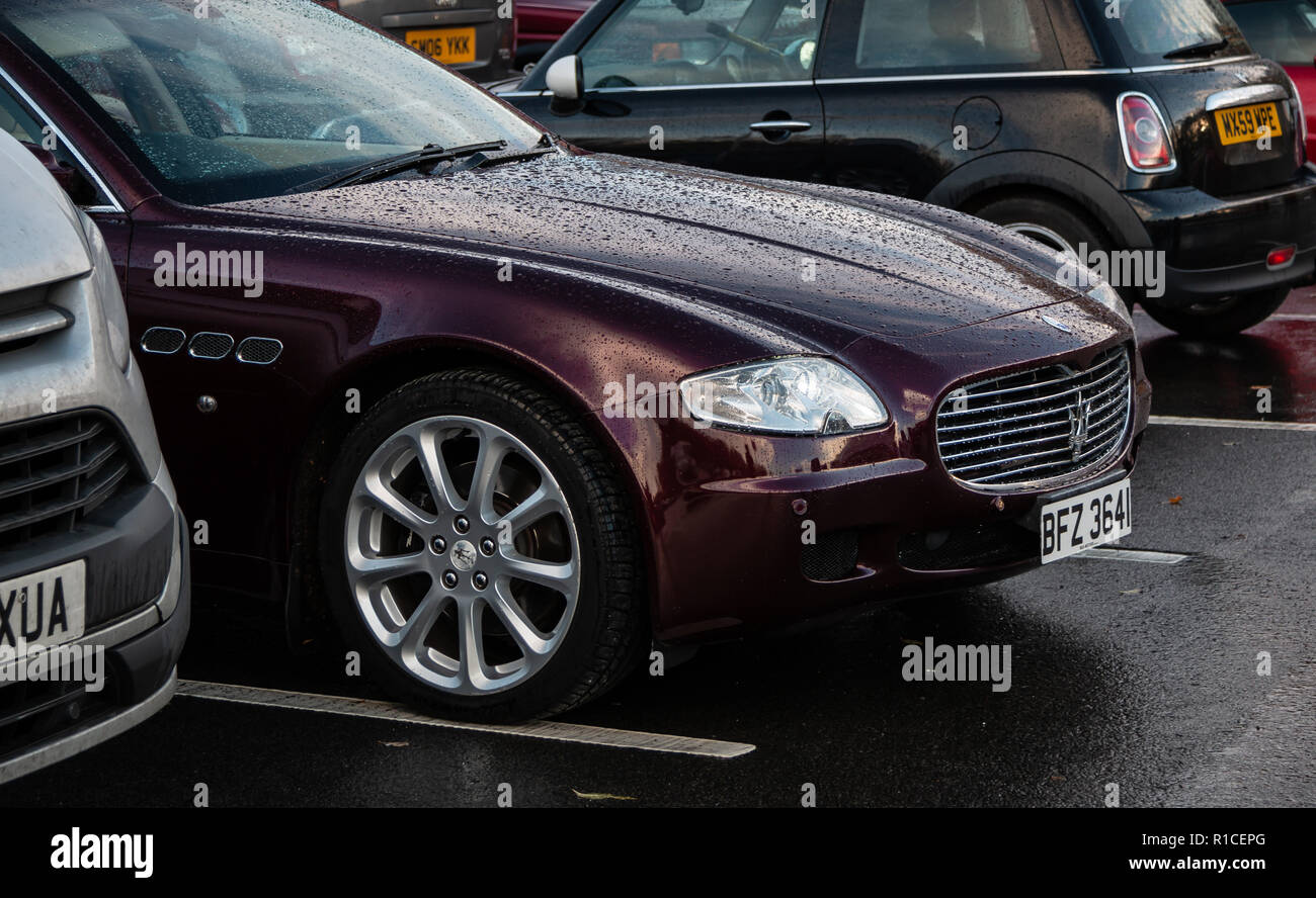 Front of a luxury Maserati Quattroporte Italian saloon car Stock Photo ...