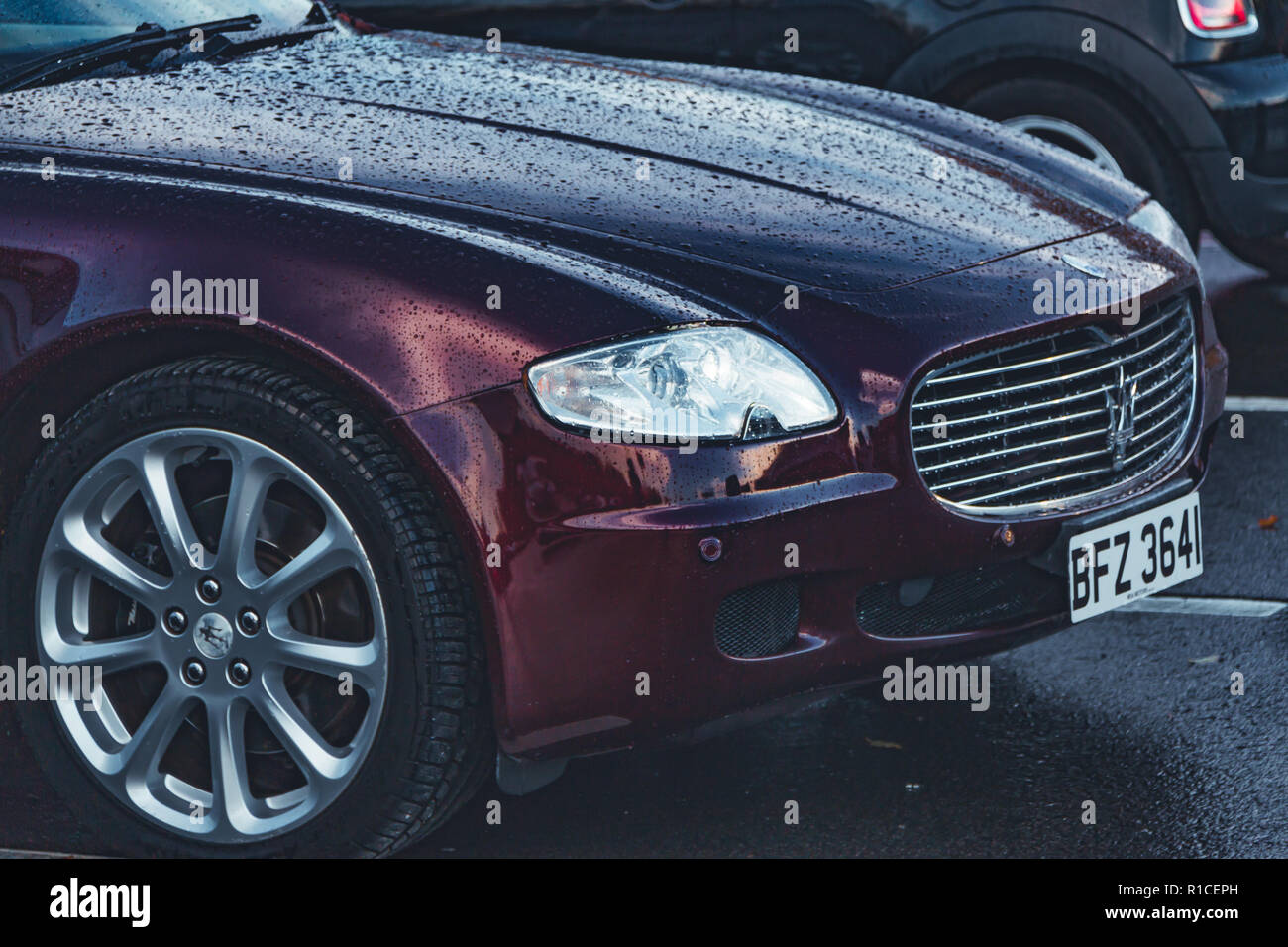 Front of a luxury Maserati Quattroporte Italian saloon car Stock Photo ...