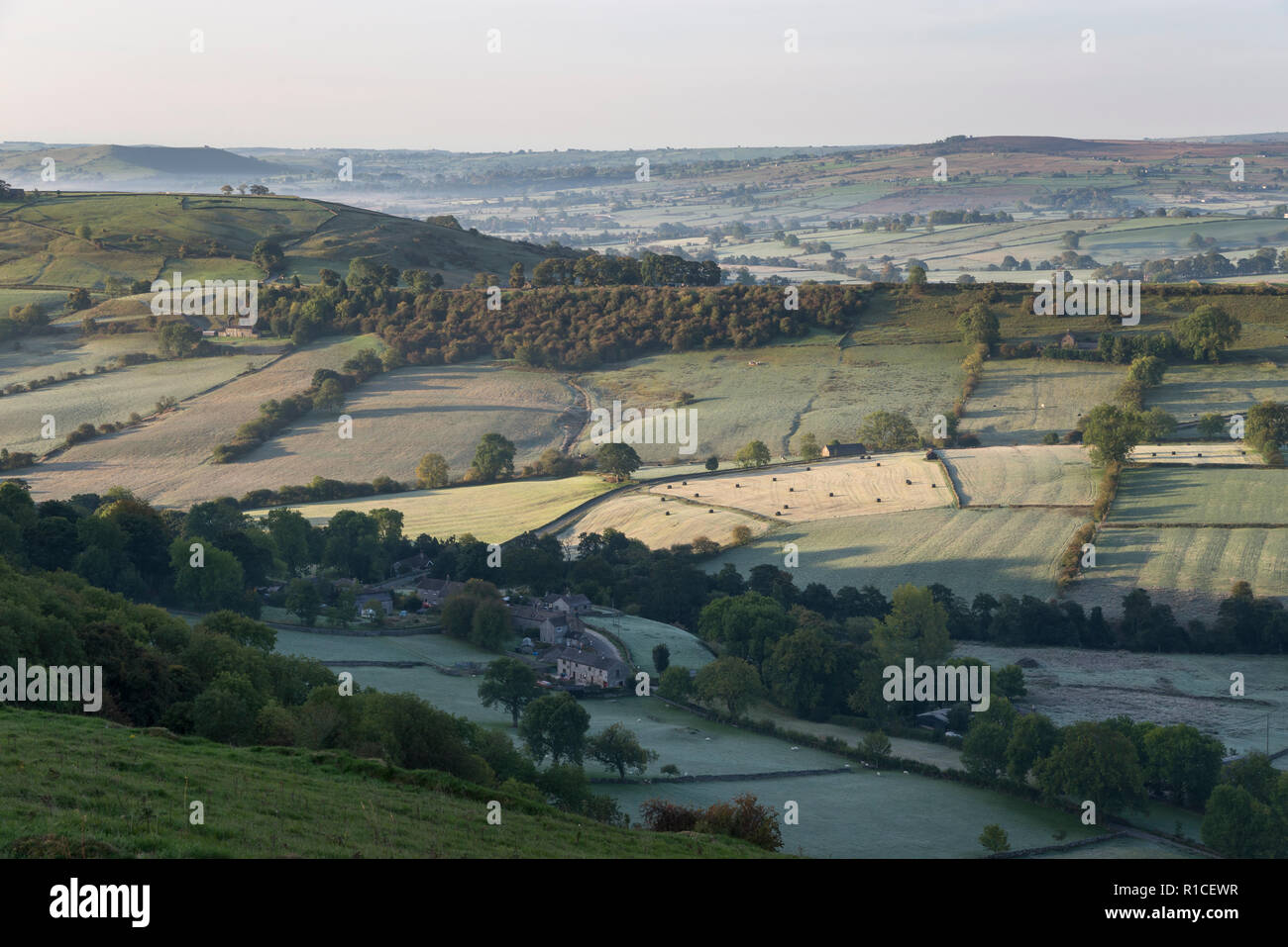 A chilly autumn morning in the Dove Valley around Crowdecote, Buxton ...