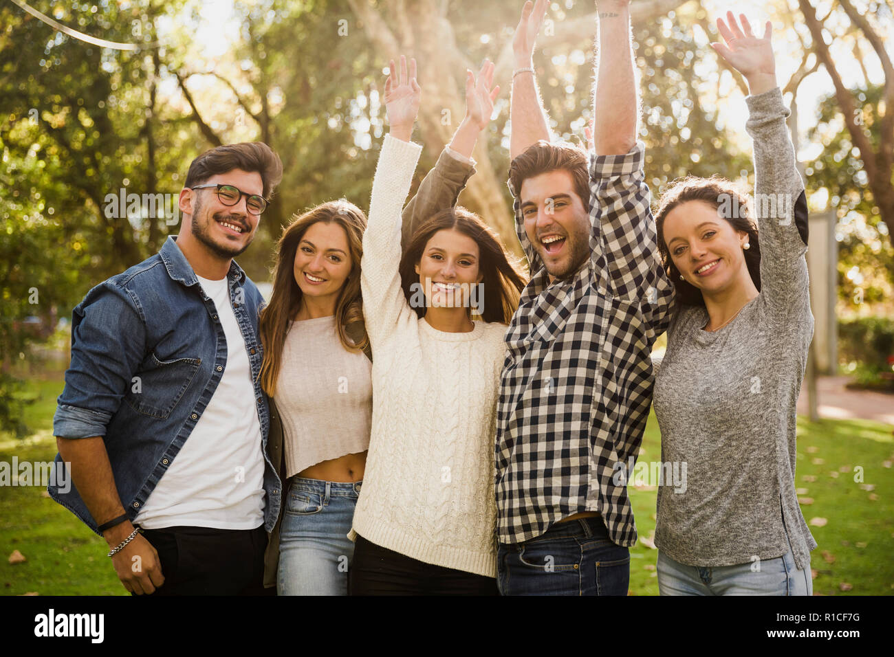 Excited multicultural friends in hi-res stock photography and images ...