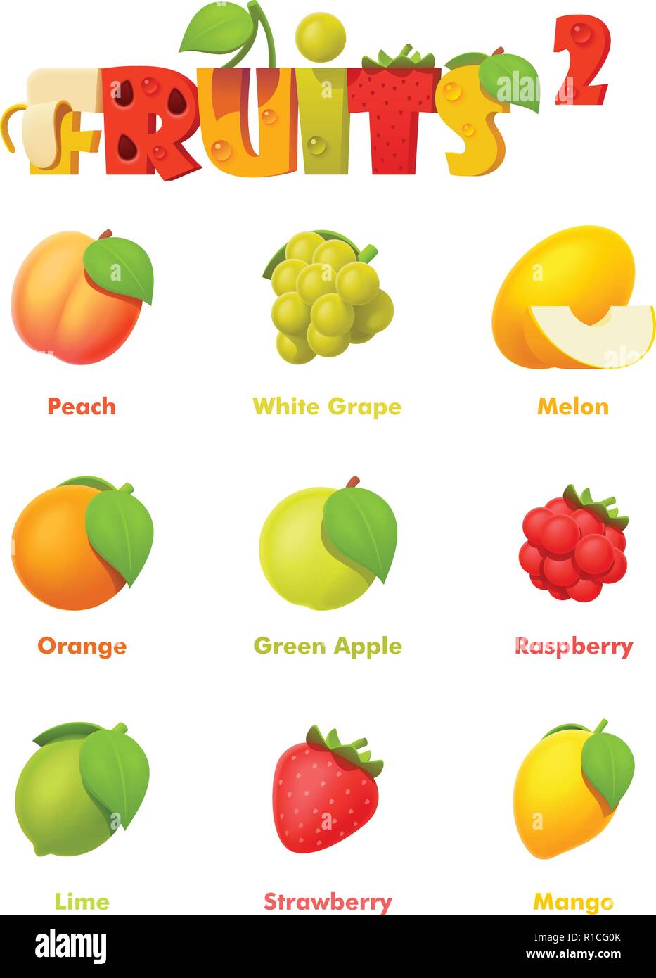 Vector fruits icon set Stock Vector Image & Art - Alamy