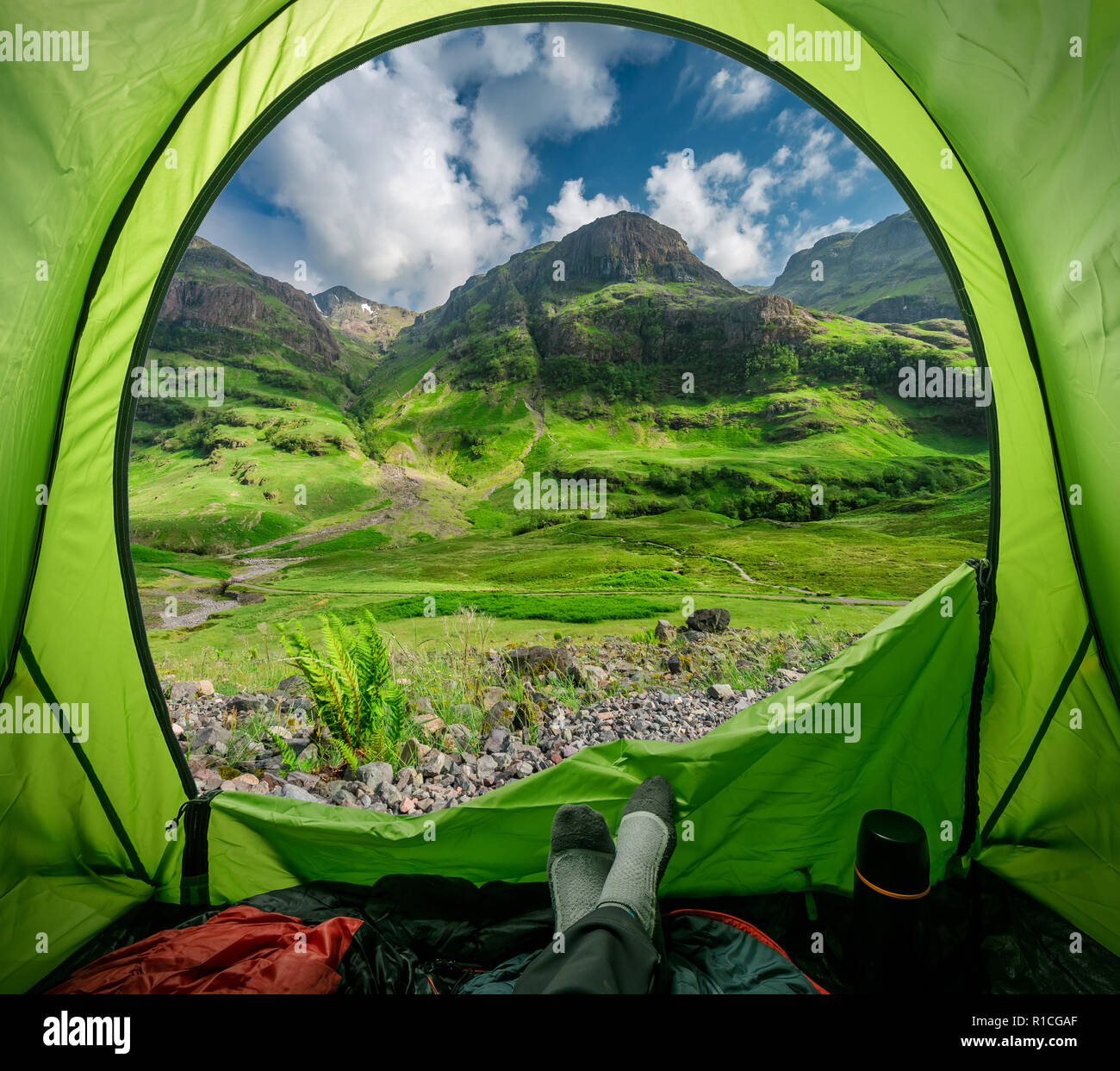 Green tent feet hi-res stock photography and images - Alamy
