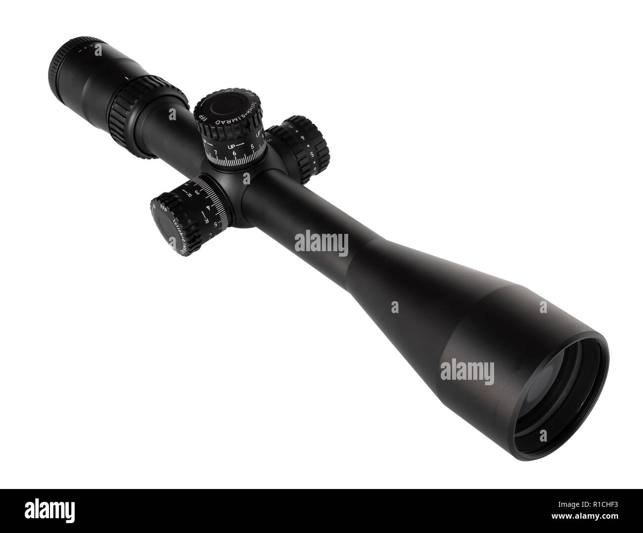 Dark sniper scope that is isolated on a white background Stock Photo ...