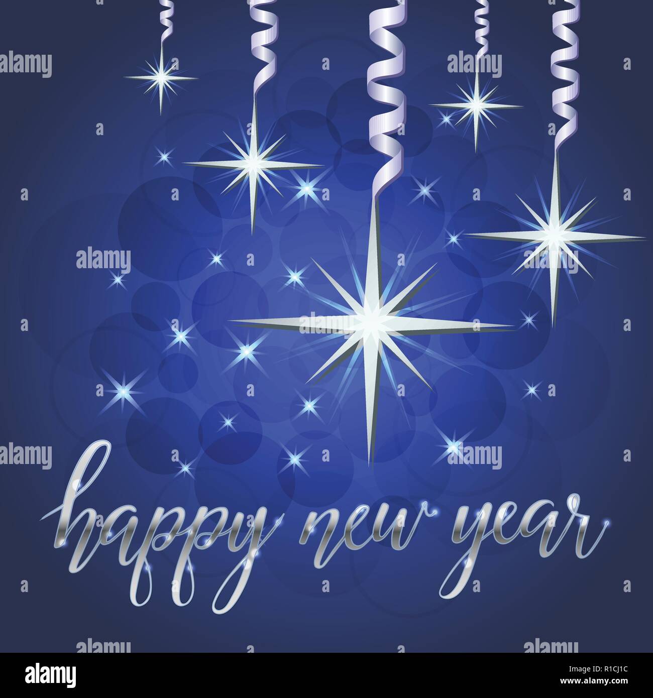 Brilliant Vector illustration of Stars and sparkles on blue background ...