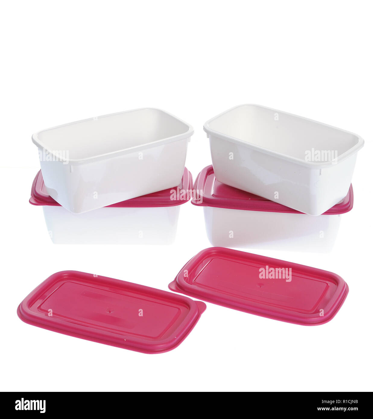 caserola plastic boxes set with lids, isolated on white background ...