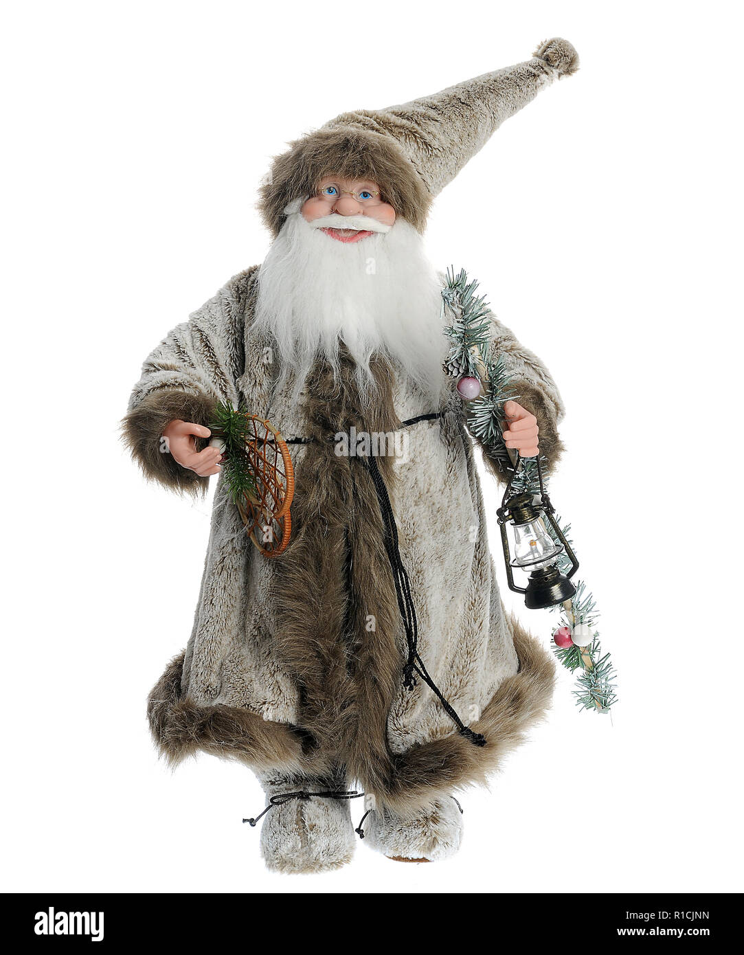 lovely statue Saint Nicolas, Christmas scene, isolated on white ...