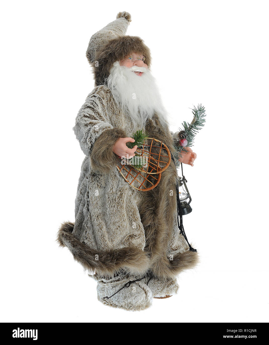 lovely statue Saint Nicolas, Christmas scene, isolated on white ...