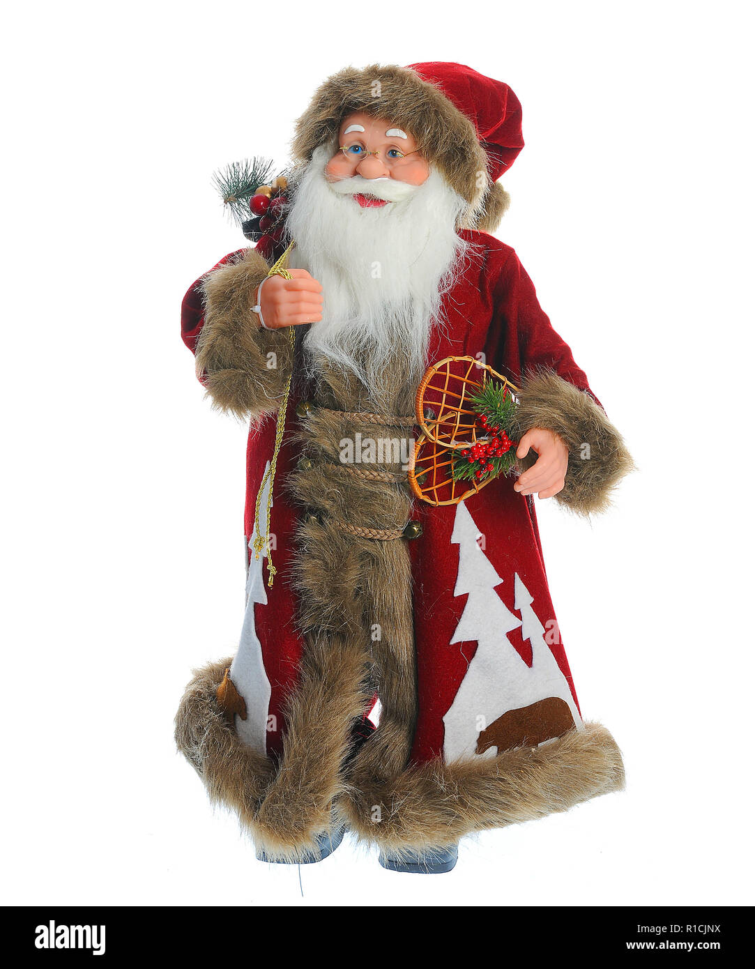 lovely statue Saint Nicolas, Christmas scene, isolated on white ...