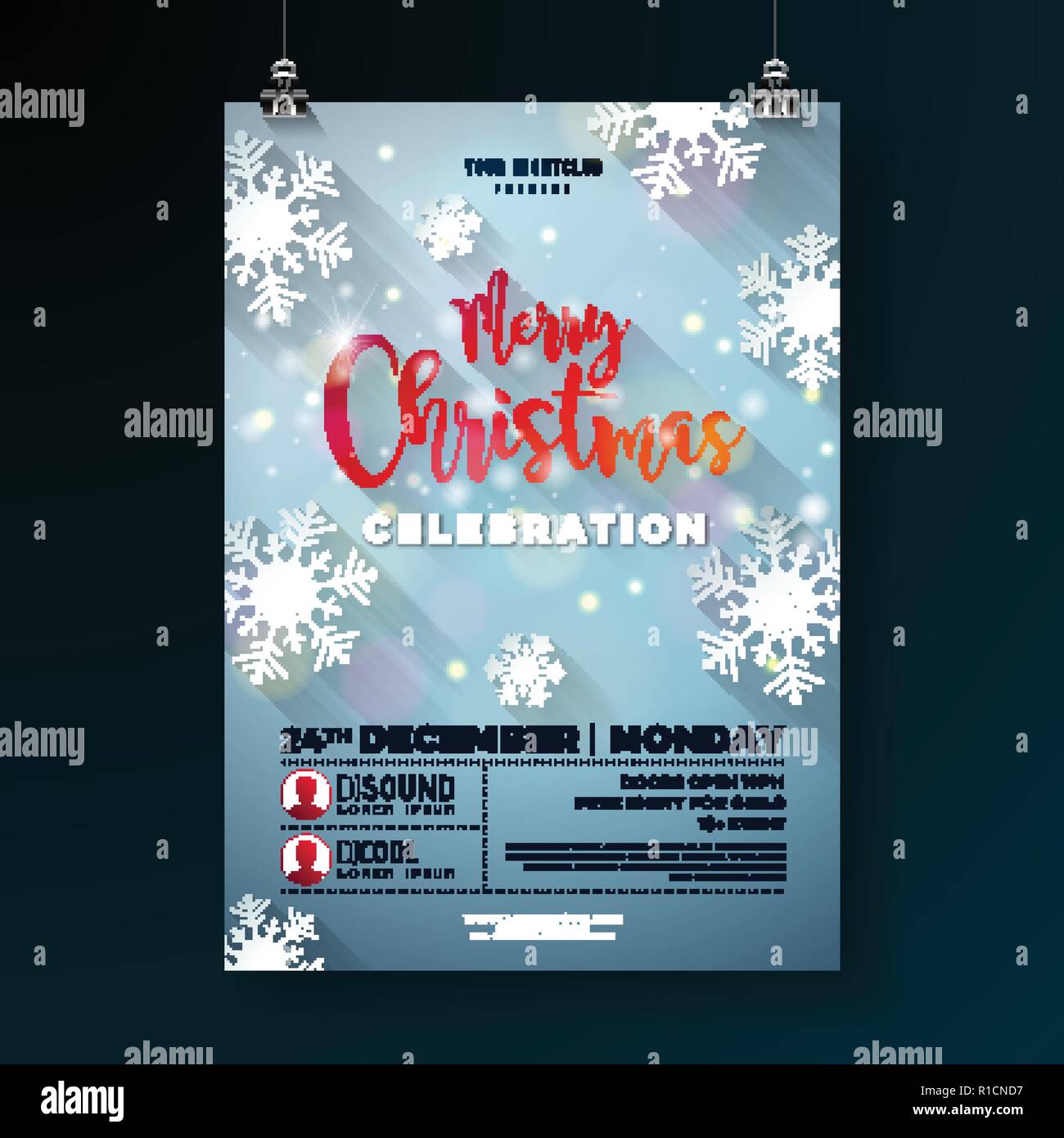 Christmas Party Flyer Illustration with Snowflakes and Typography ...