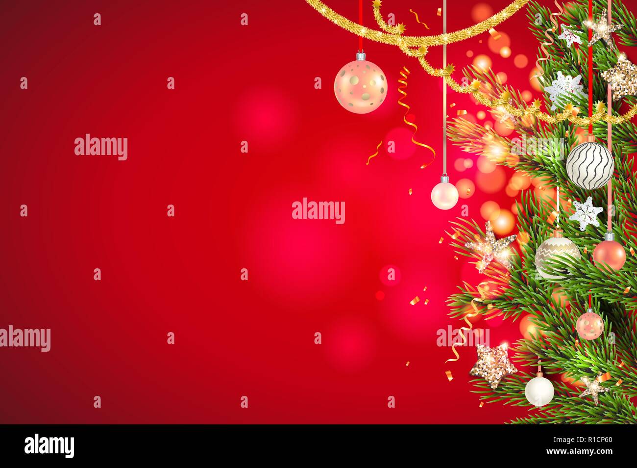 Red xmas background fir Stock Vector Images - Alamy