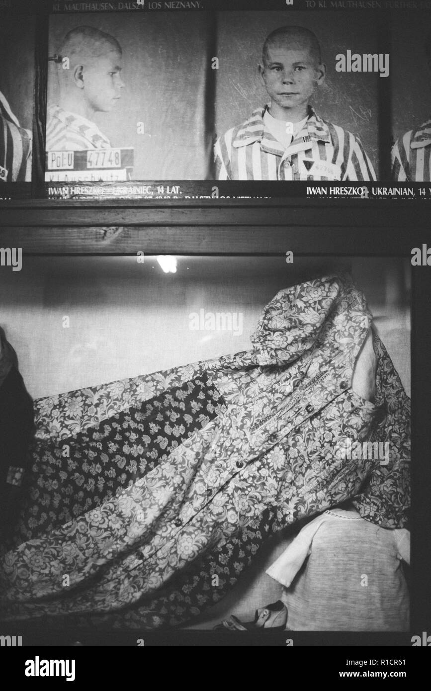 Auschwitz Nazi concentration and extermination camp. clothes of victims ...