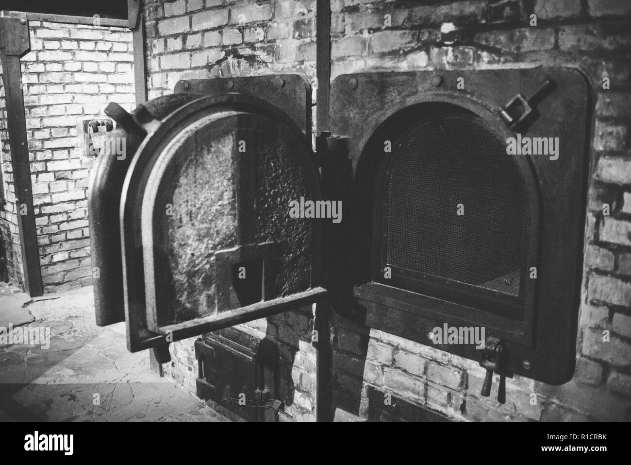 Auschwitz Nazi concentration and extermination camp. Crematory oven at ...