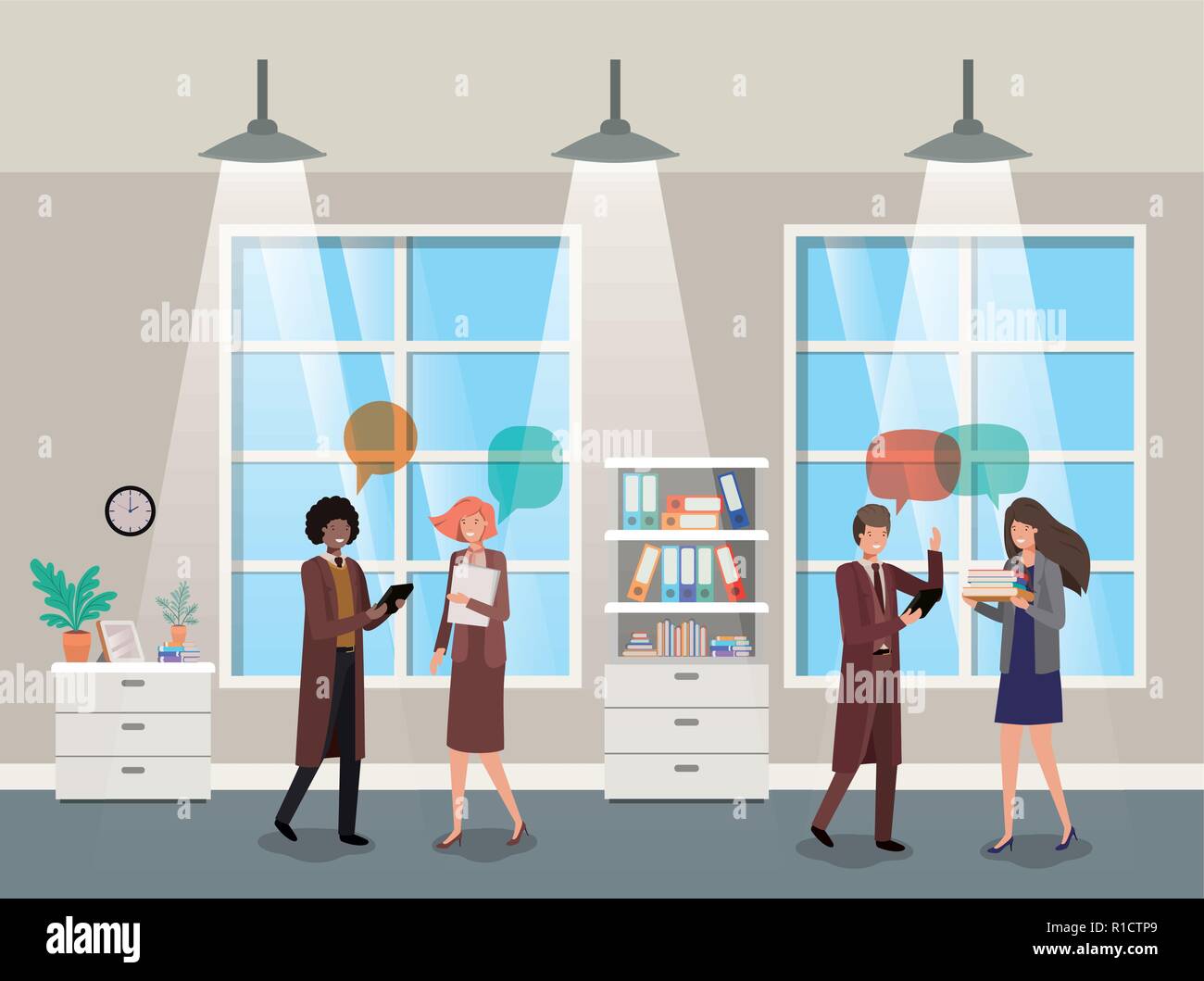 business people talking in corridor office Stock Vector Image & Art - Alamy