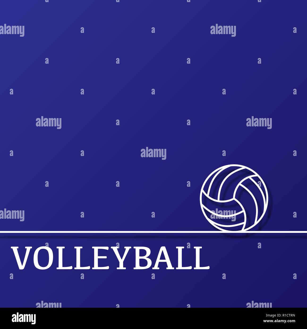 Blue background with white outline volleyball and text Stock Vector ...