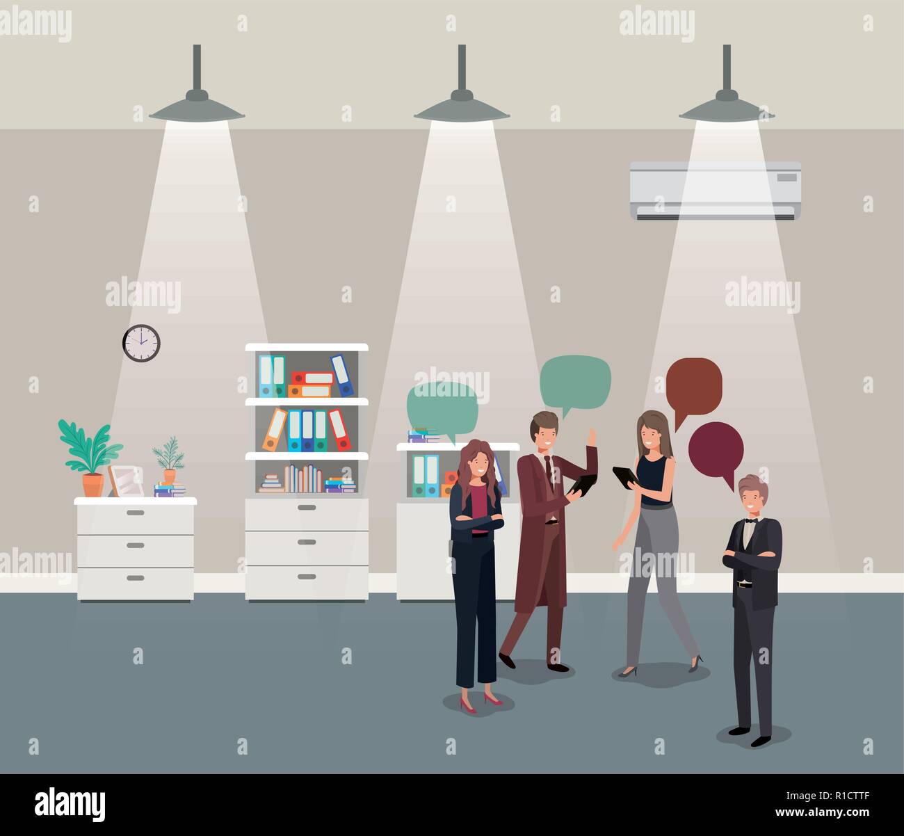 business people talking in corridor office Stock Vector Image & Art - Alamy