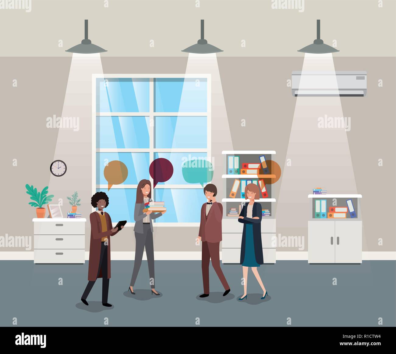 business people talking in corridor office Stock Vector Image & Art - Alamy