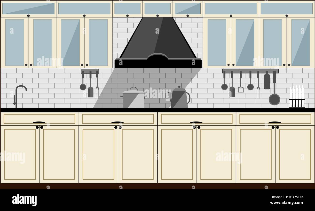 White kitchen counter Stock Vector Images - Alamy