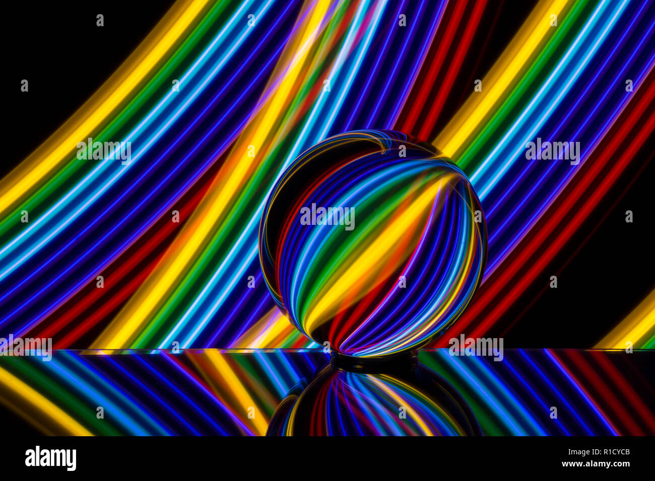 Light painting with a Lensball / crystal / glass ball Stock Photo - Alamy