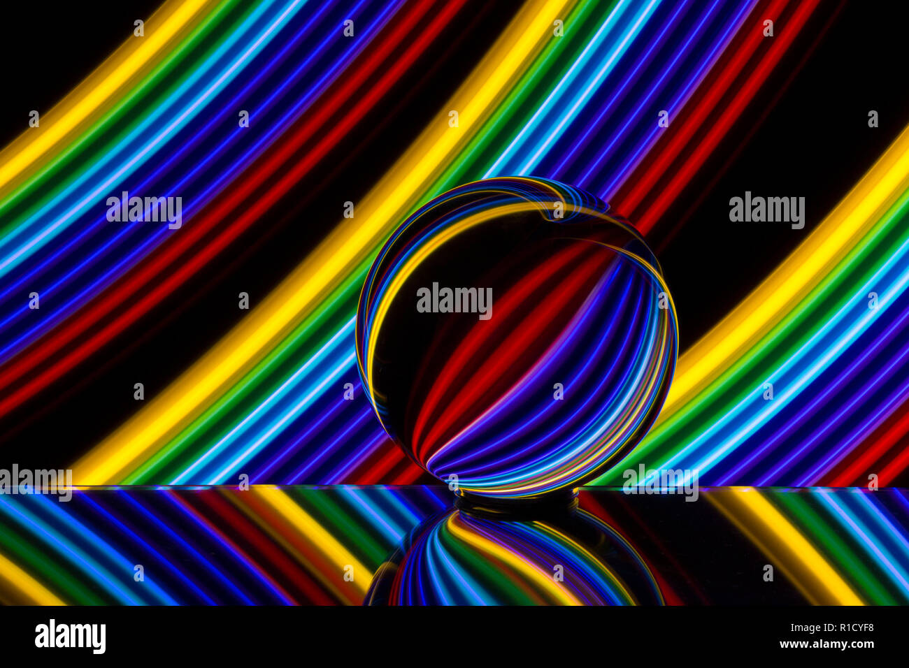 Light painting with a Lensball / crystal / glass ball Stock Photo - Alamy