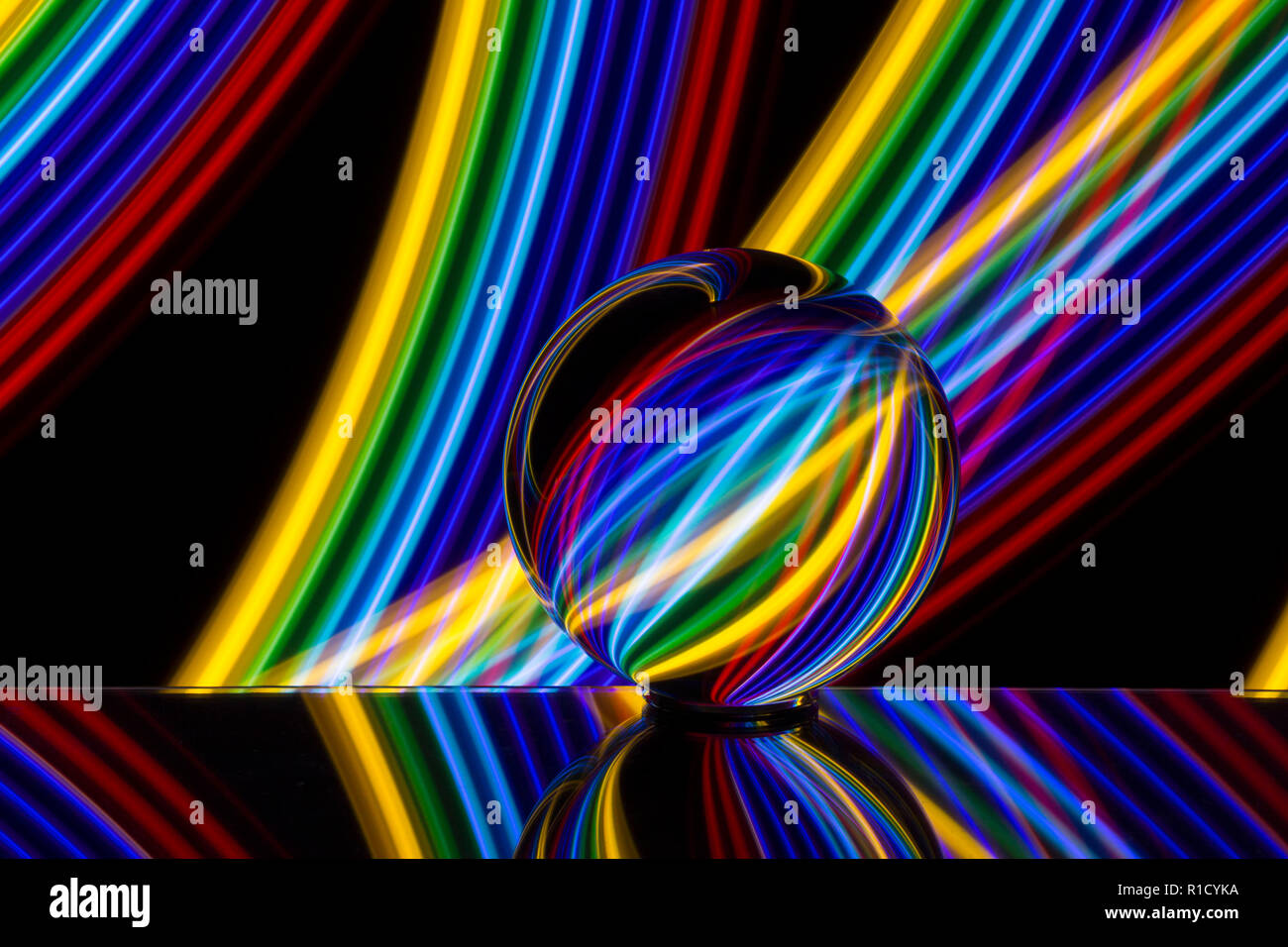Light painting with a Lensball / crystal / glass ball Stock Photo - Alamy