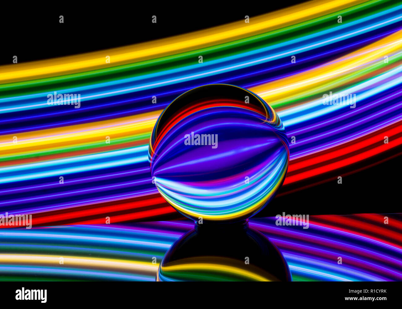 Light painting with a Lensball / crystal / glass ball Stock Photo - Alamy