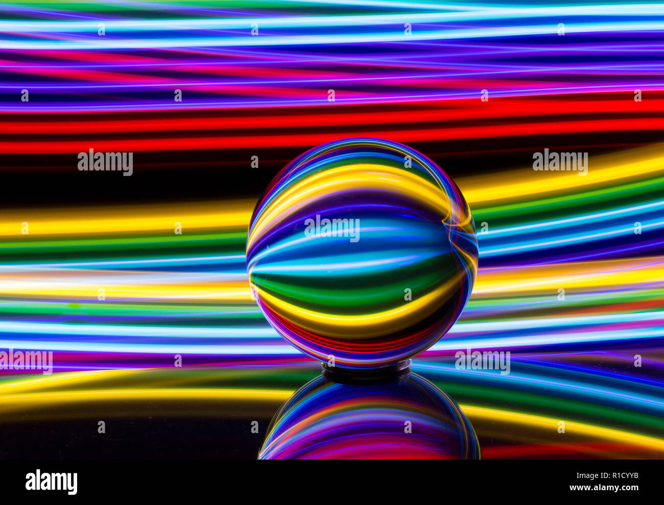 Light painting with a Lensball / crystal / glass ball Stock Photo - Alamy