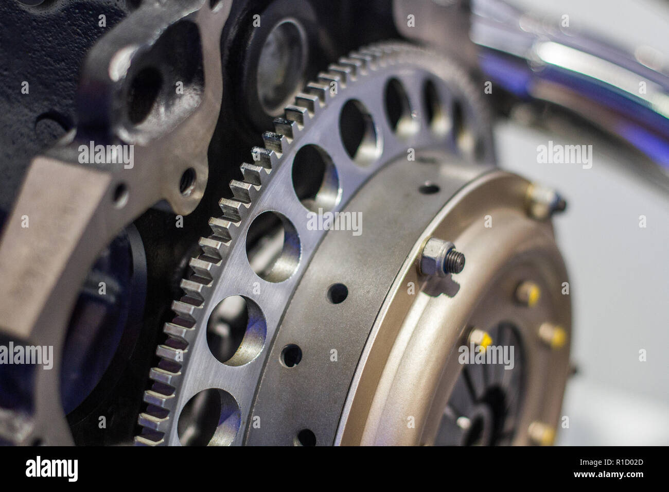 A light flywheel on sport engine Stock Photo - Alamy